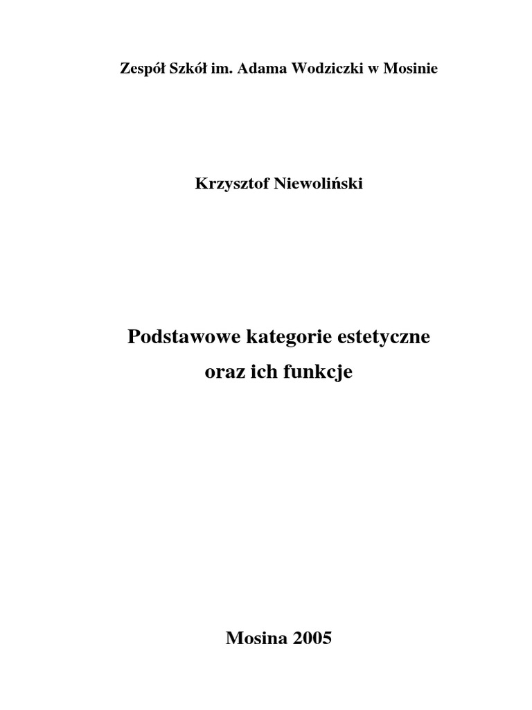 Podstawowe Kategorie Estetyczne Oraz Ich Funkcje | PDF
