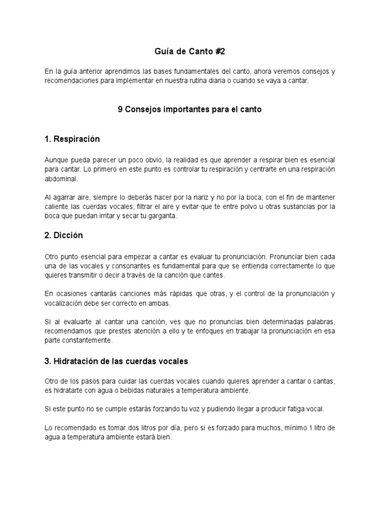 Guía de Canto #2 | PDF