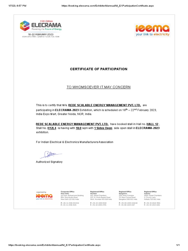 Participation Certificate Pdf