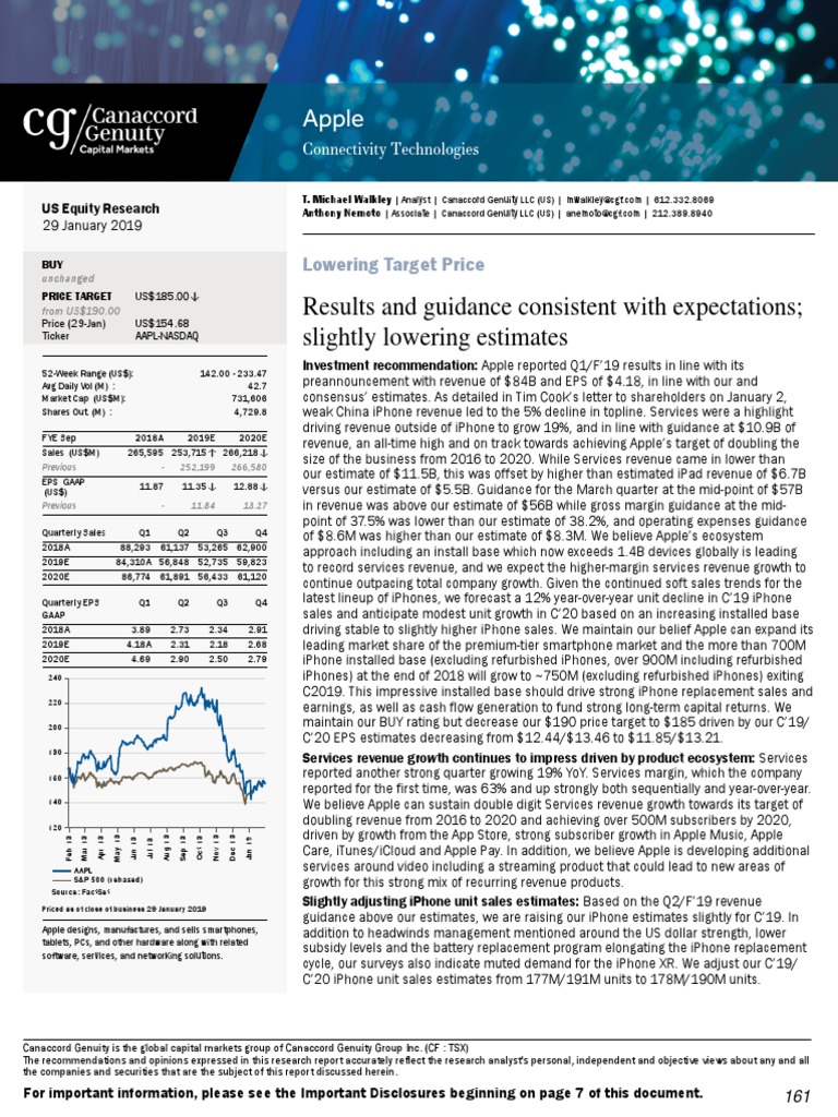 AAPL Equity Research - CG (2019.01.29) | PDF | I Phone | Apple Inc.