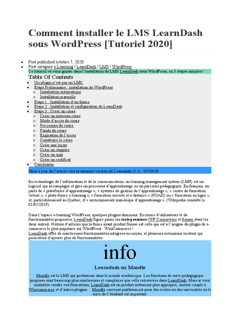 Comment Installer Le LMS LearnDash Sous WordPress | PDF | WordPress | Technologies de l'éducation