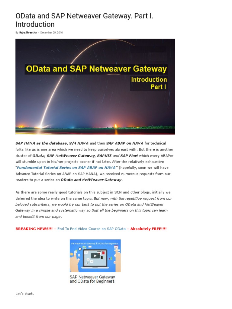 OData and SAP Netweaver Gateway. Part I. Introduction | PDF ... OData and SAP Netweaver Gateway. Part I. Introduction | PDF ...