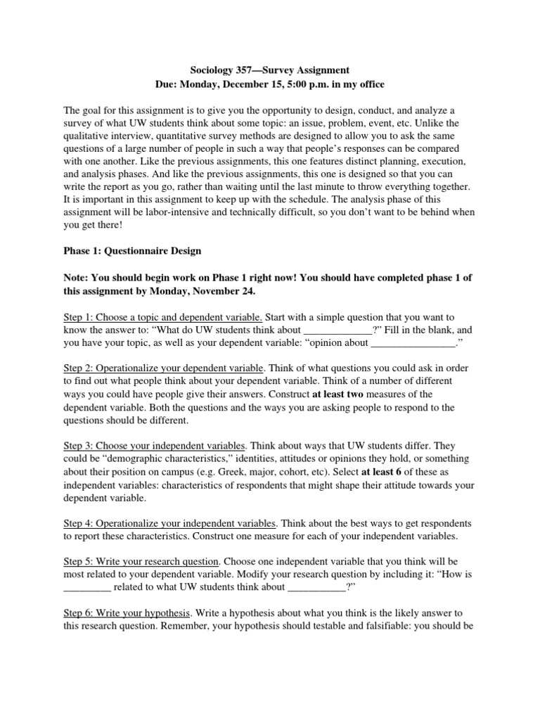 Assignment Survey | PDF | Survey Methodology | Questionnaire