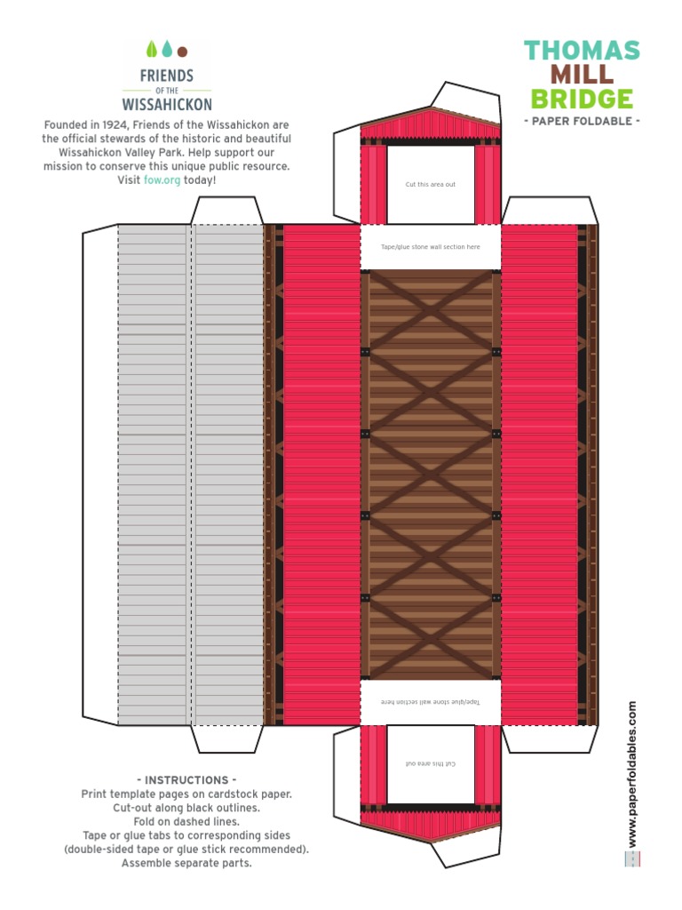 Thomas Mill Bridge Papercraft Template | PDF | Printing Materials ...