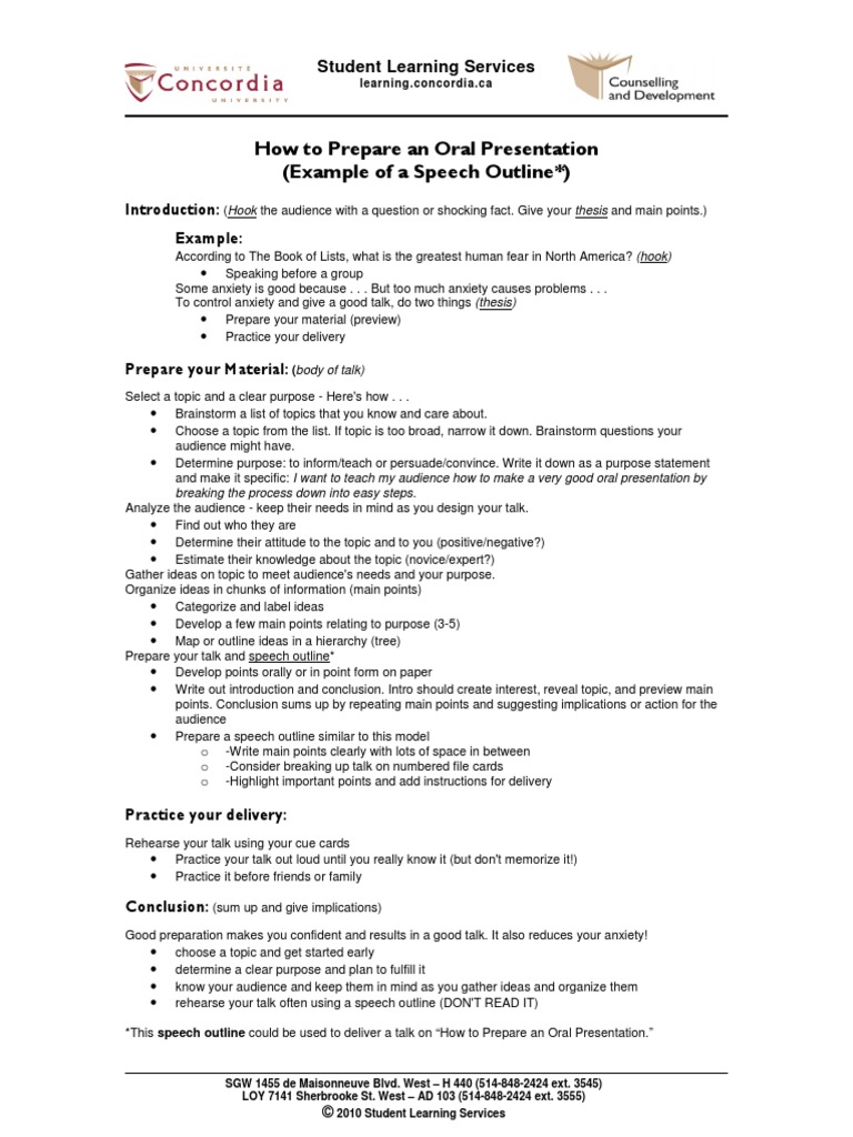 Oral-Presentation-Speech-Example-Template 4 | PDF | Public Speaking ...