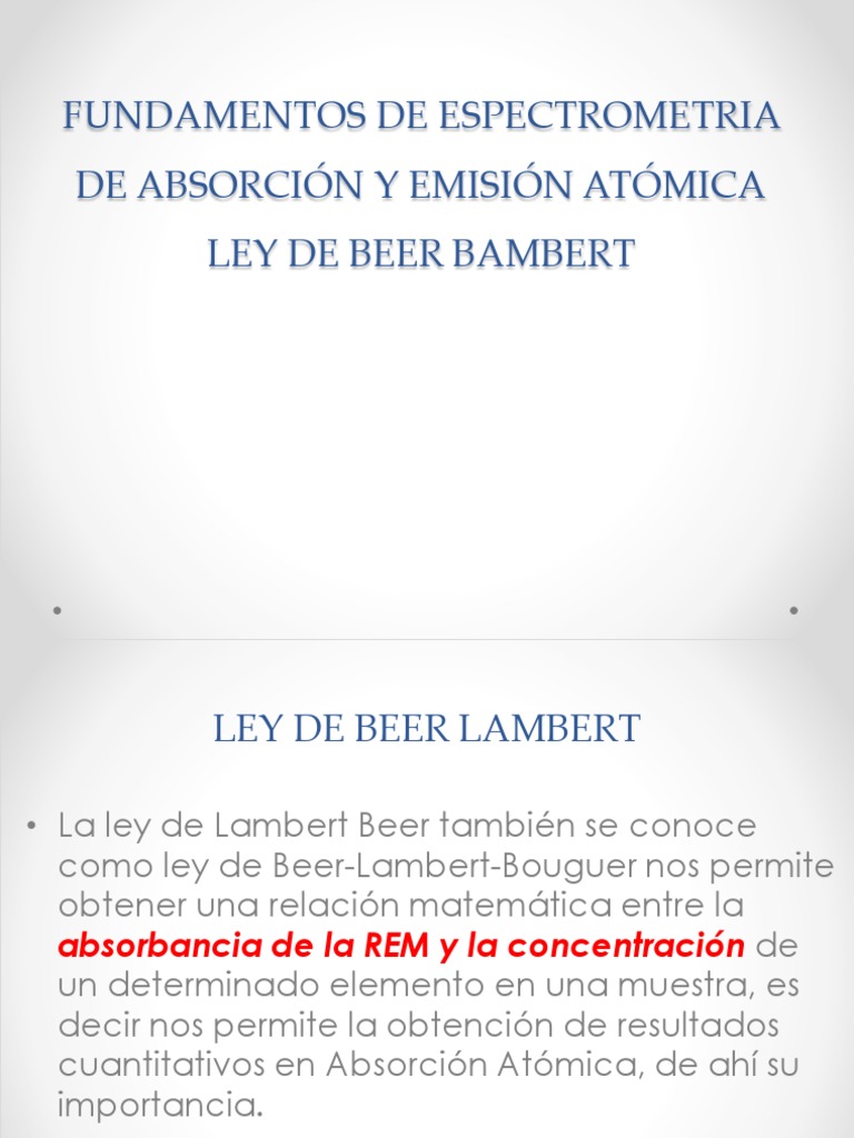 Ley de Beer Lambert | PDF | Radiación electromagnética | Fenomeno fisico