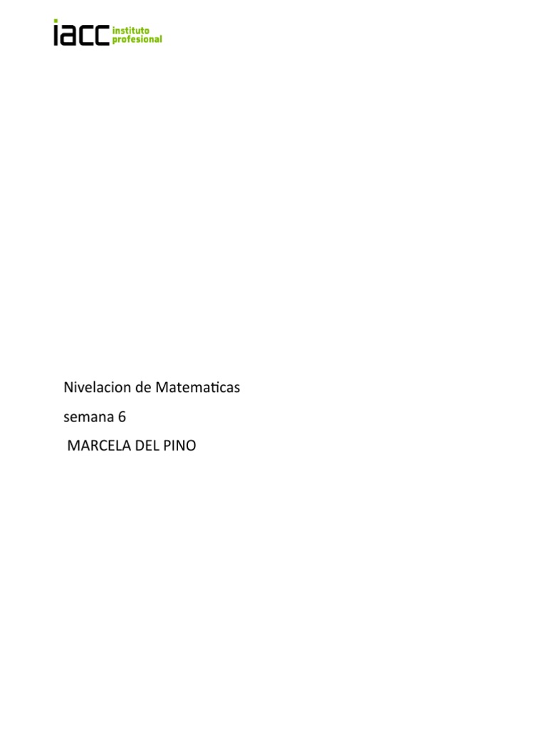 Tarea S-6-Nivelacion - Matematicas | PDF