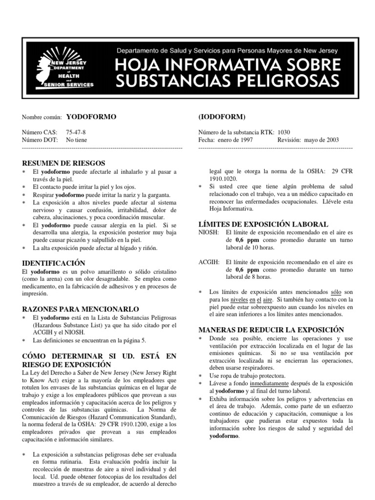 YODOFORMO | Descargar gratis PDF | Administración de Seguridad y Salud ...