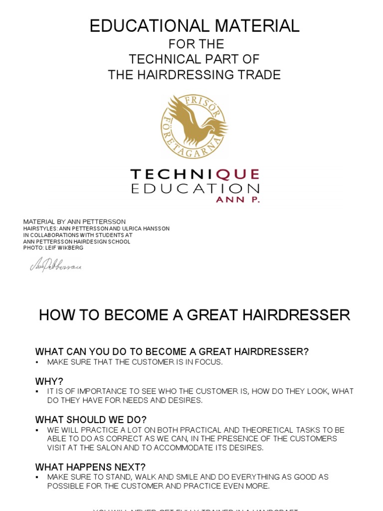 Educational Material For The Technical Part of The Hairdressing Trade ...
