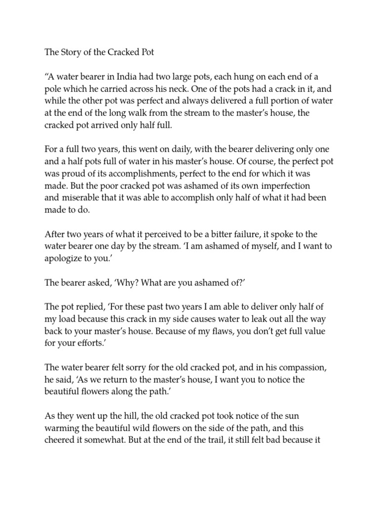 The Story of The Cracked Pot | PDF