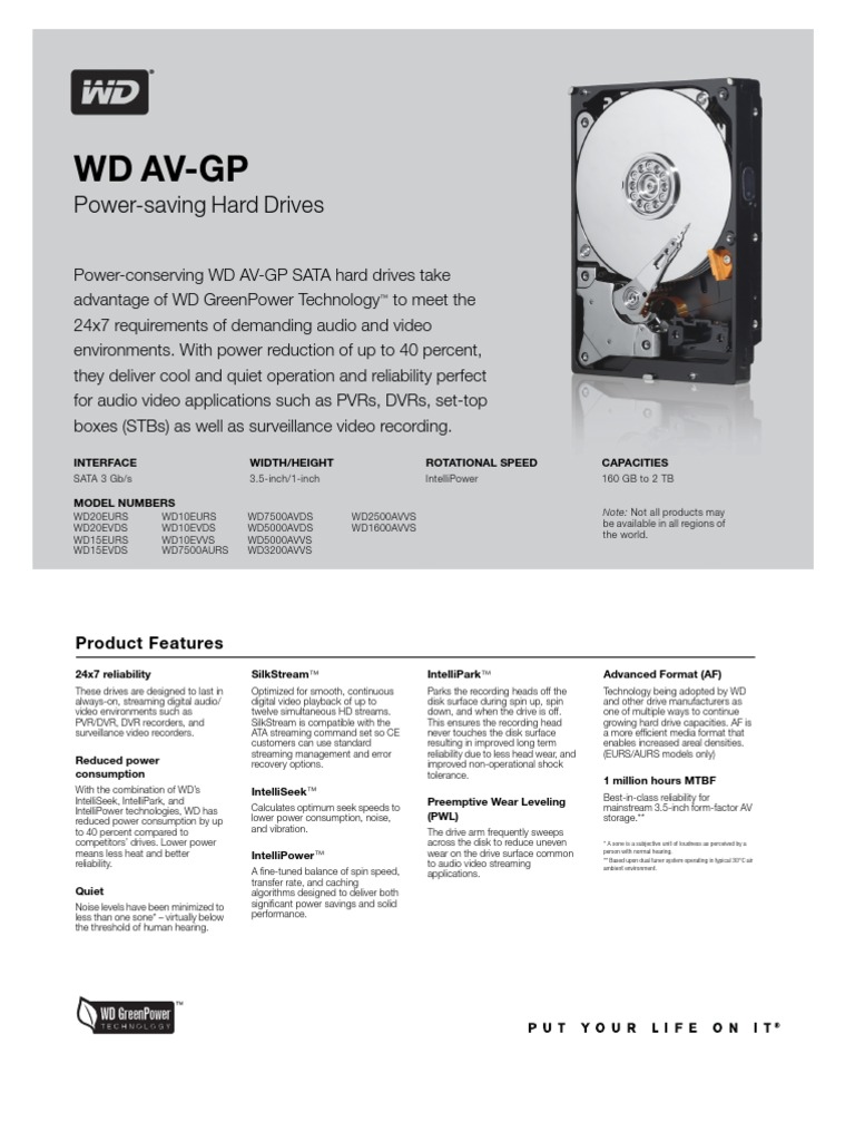 WD AV-GP Specifications | PDF | Hard Disk Drive | Digital Video Recorder