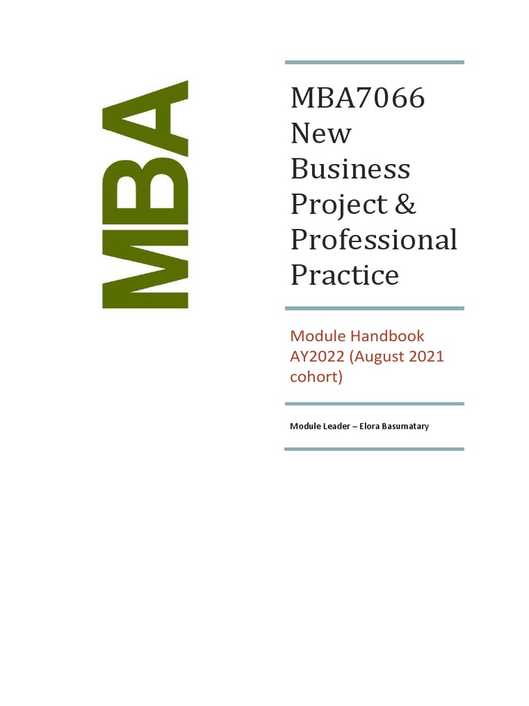 MBA7066 New Business Project Handbook | PDF | Business Plan | Marketing ...