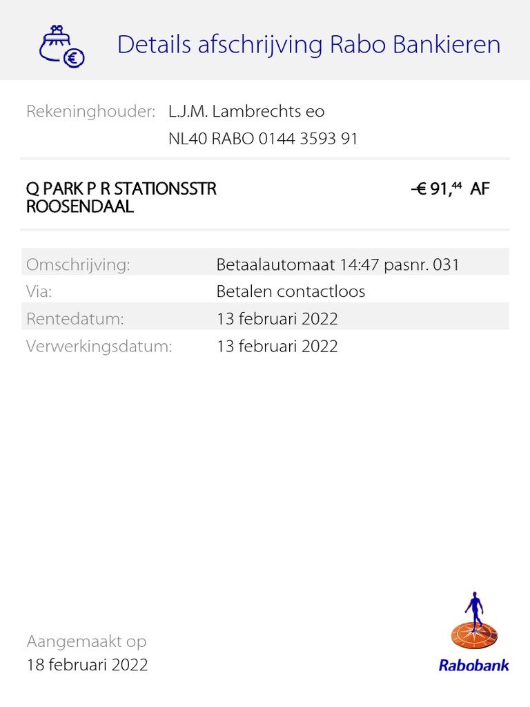 Details Afschrijving Rabo Bankieren: Rekeninghouder | PDF
