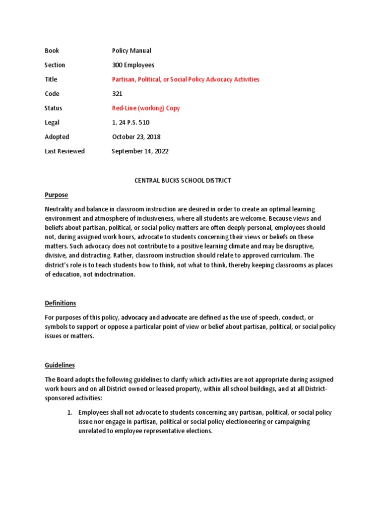 Central Bucks Policy 321 | PDF | Curriculum