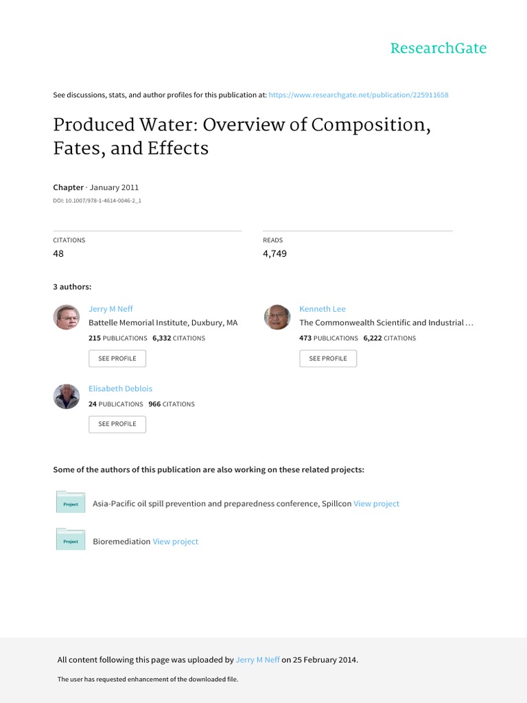 2011 Lee, K., Neff, J., DeBlois, E., 2011. Produced Water Overview of ...