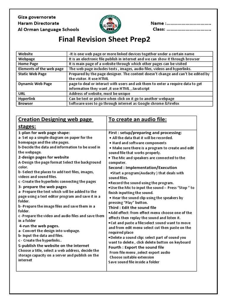 Final Revision Prep2 | PDF | World Wide Web | Internet & Web