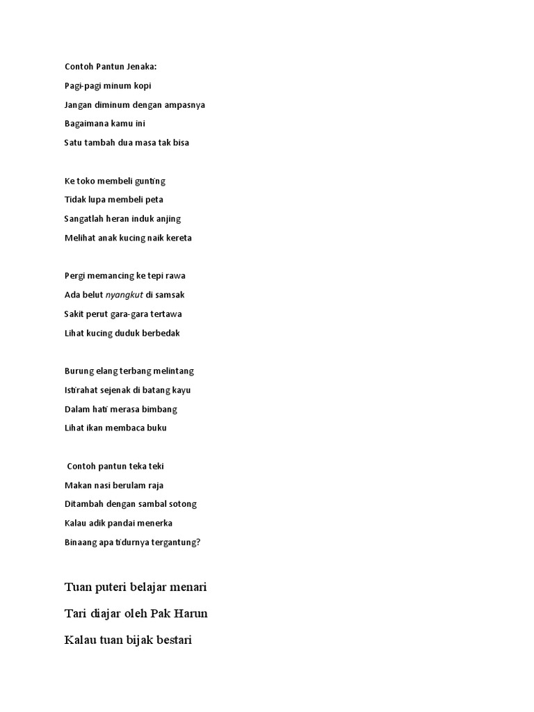 Contoh Pantun Jenaka | PDF