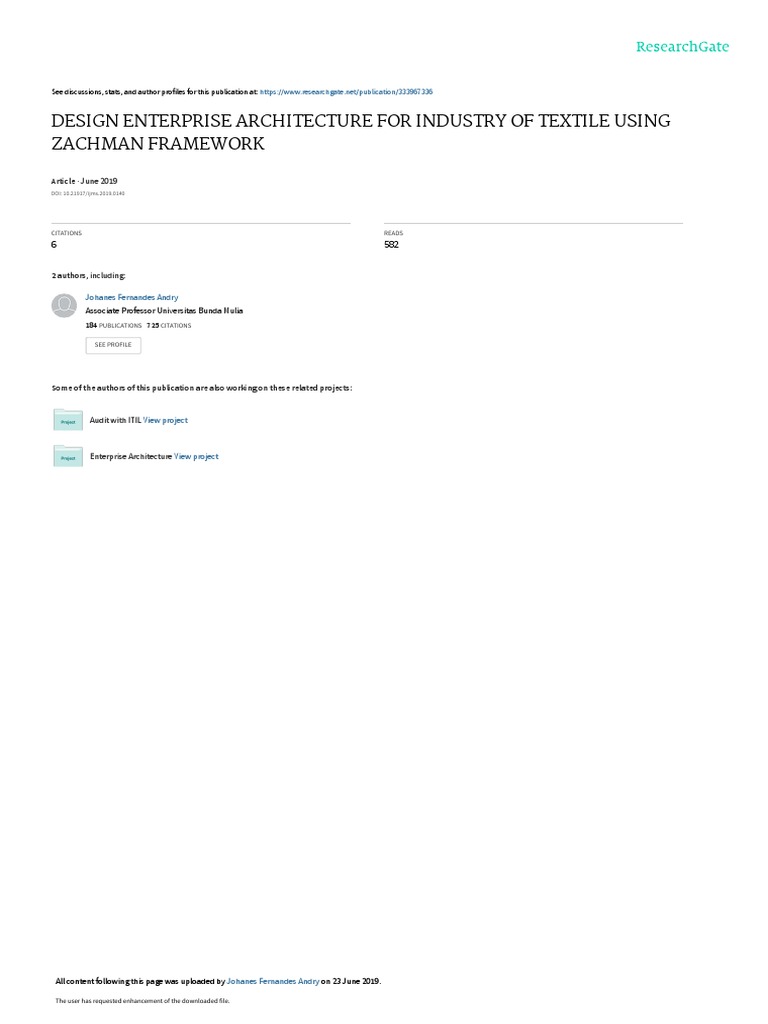 Design Enterprise Architecture For Industry of Textile Using Zachman | PDF | Enterprise ...