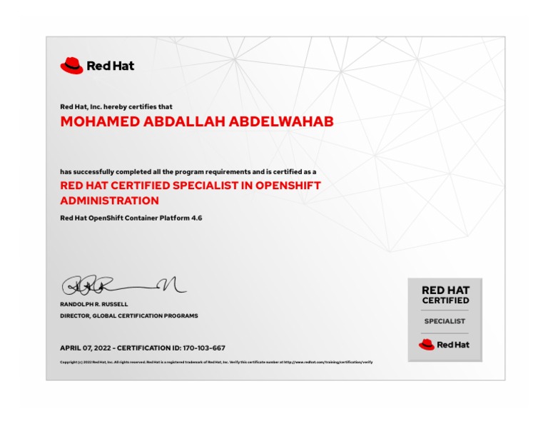 Red Hat Certified Specialist in OpenShift Administration | PDF