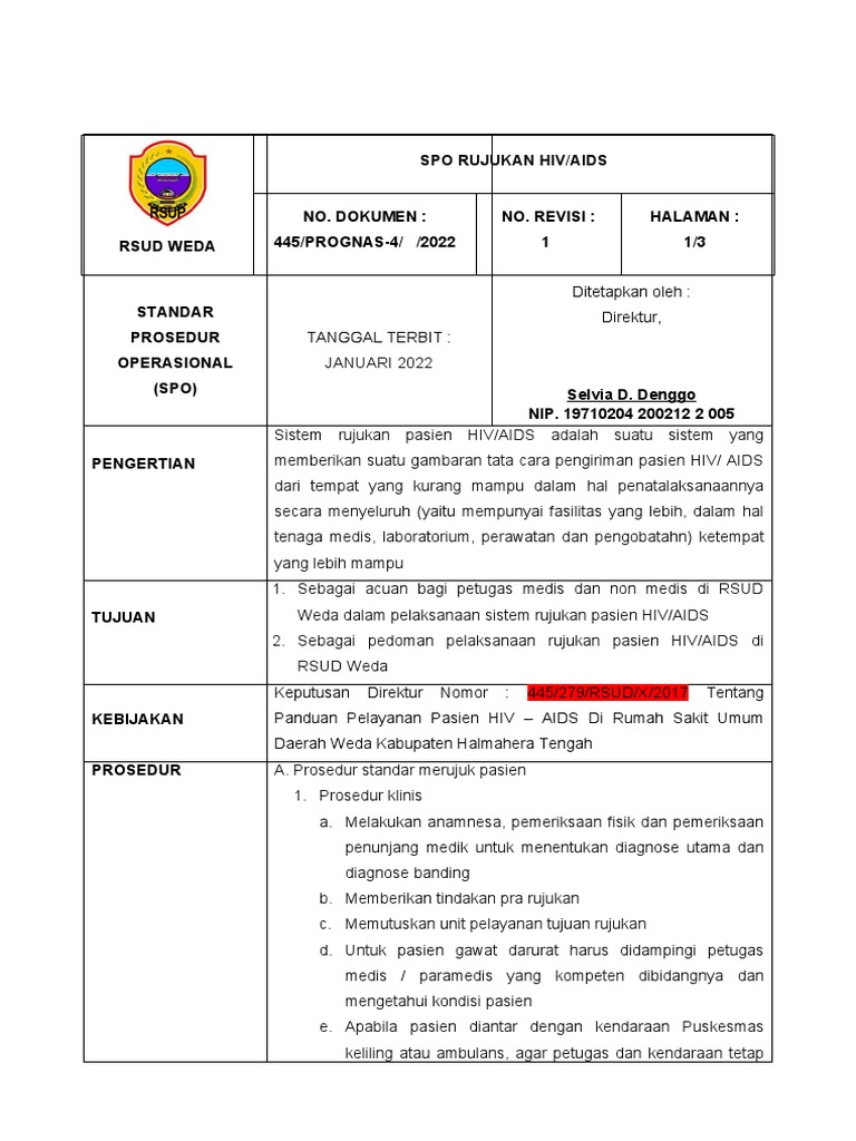 Prosedur Rujukan Pasien HIV/AIDS RSUD Weda | PDF