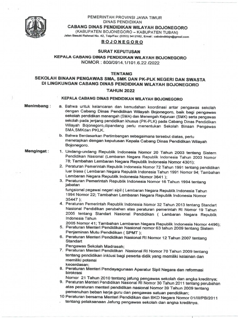 SK Pengawas Binaan 2022 | PDF