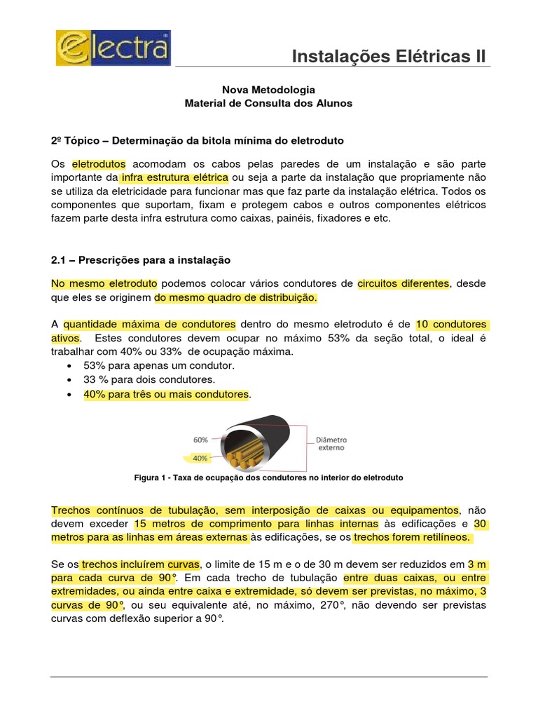 Instalações Elétricas 2 - Topico 2 | PDF | Condutor elétrico | Eletricidade