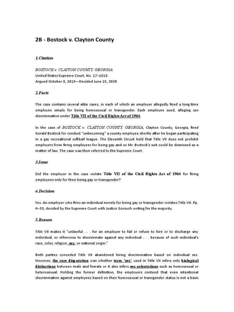 2B - Bostock v. Clayton County | PDF