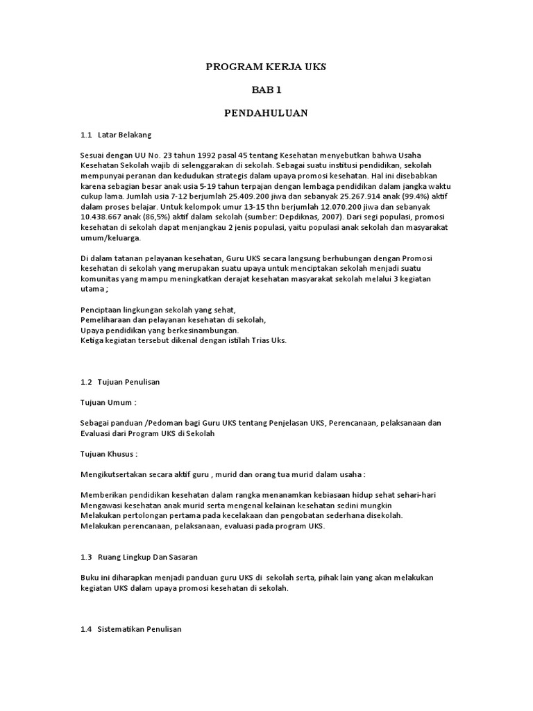 Program Kerja Uks | PDF