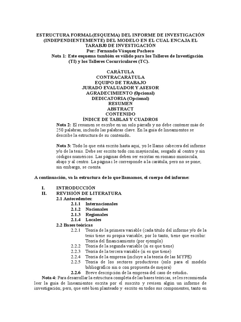 Estructura Formal Del Informe de Investigación (1) - 1 | PDF | Science ...