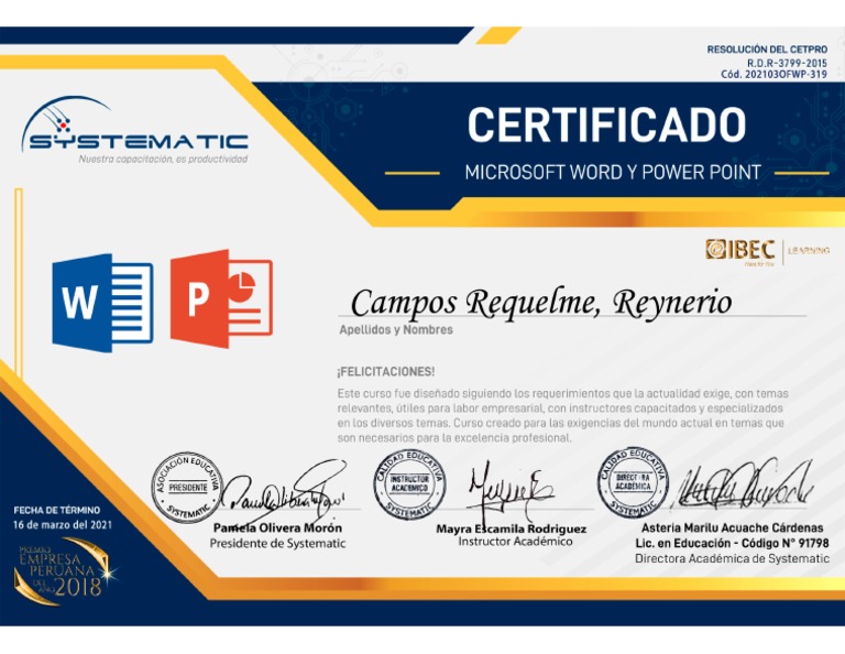 Certificado Word | PDF