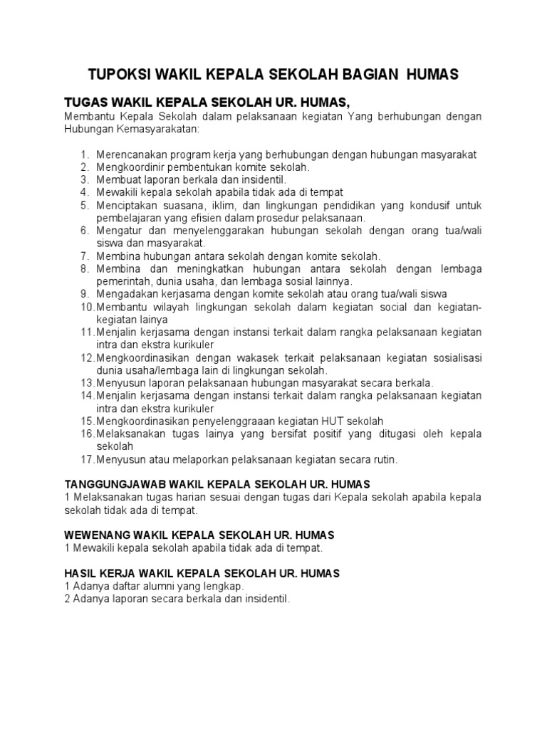 Tupoksi Waka Humas | PDF