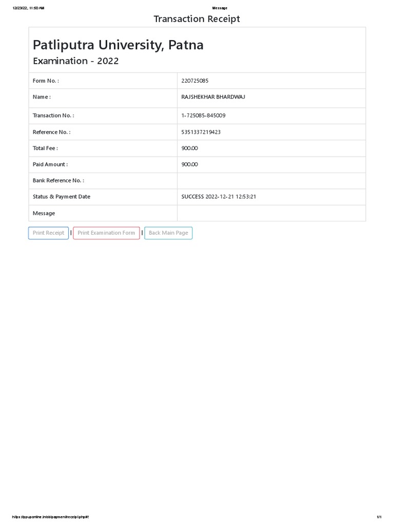 Raj Ppu PG 1 Receipt | PDF