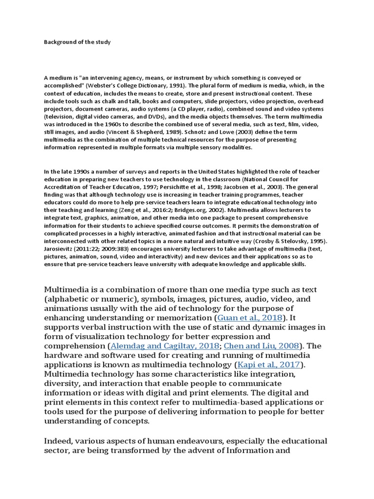 Background of The Study | PDF | Multimedia | Educational Technology