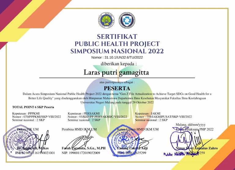 SERTIFIKAT - Public Health Project Simposium | PDF