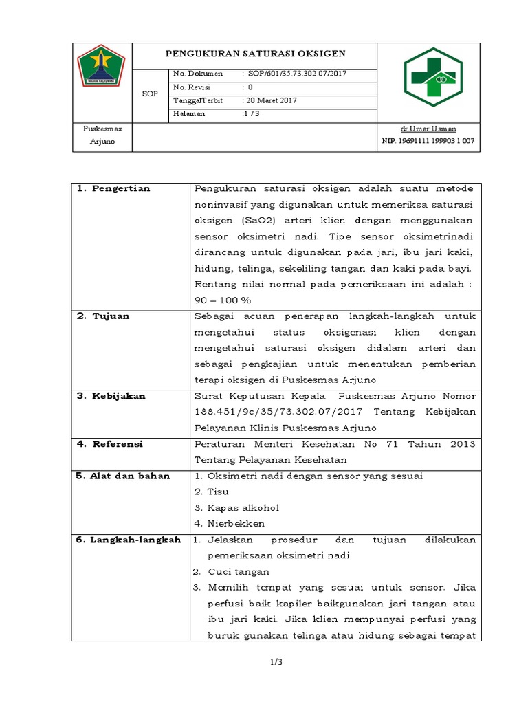 13 Sop Saturasi Oksigen Pdf