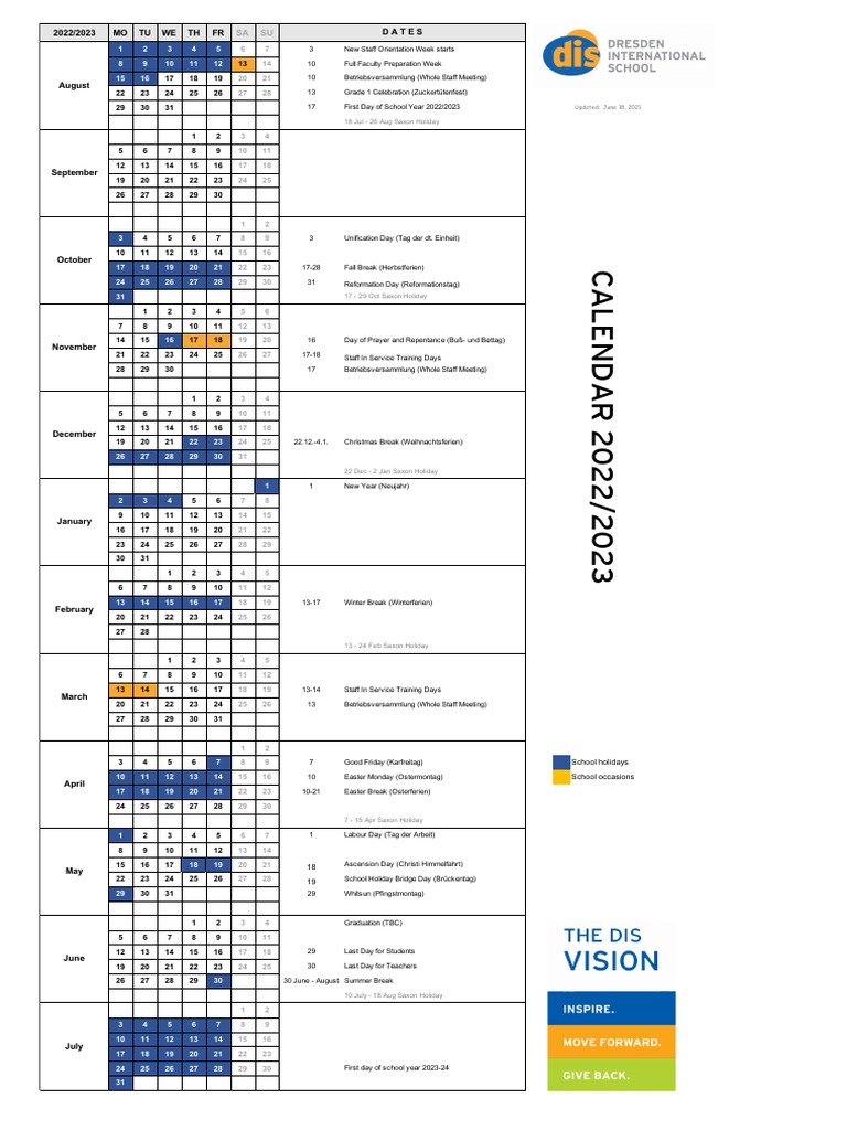 DIS School Calendar 2022-23 | PDF | Holidays | Traditions