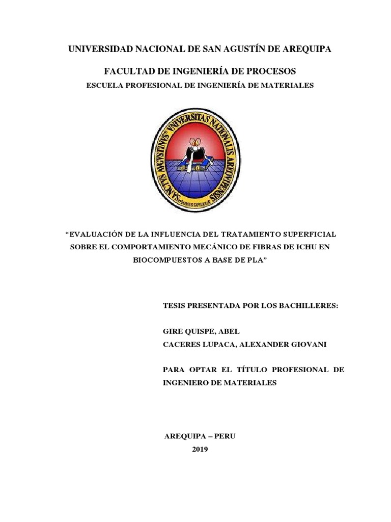 Tesis I EVALUACIÓN DE LA INFLUENCIA DEL TRATAMIENTO SUPERFICIAL | PDF ...
