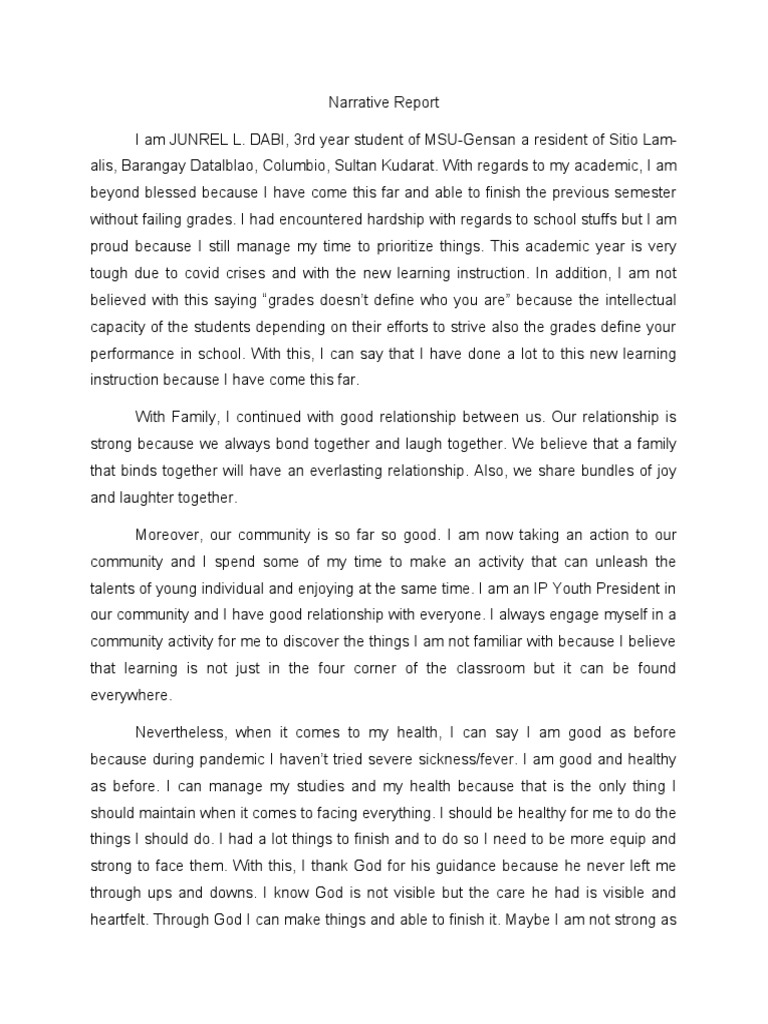 Narrative Report-ICON | PDF