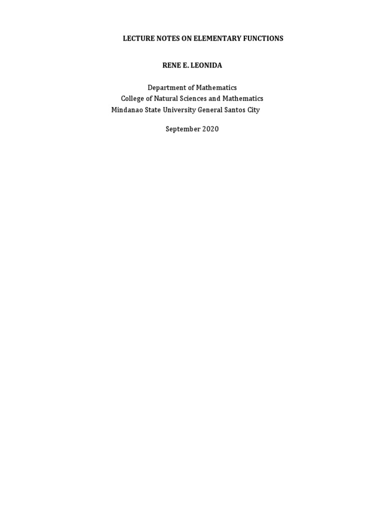 Elementary Functions Pdf Trigonometric Functions Function Mathematics