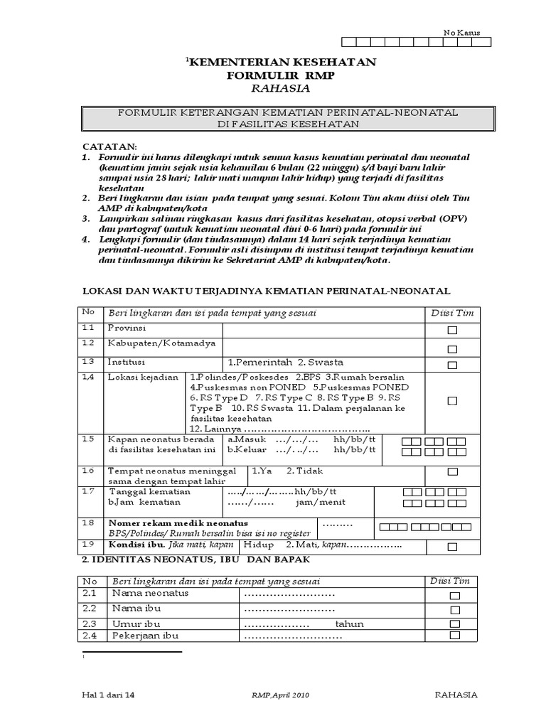 Formulir RMP (Revisi 20100524) | PDF