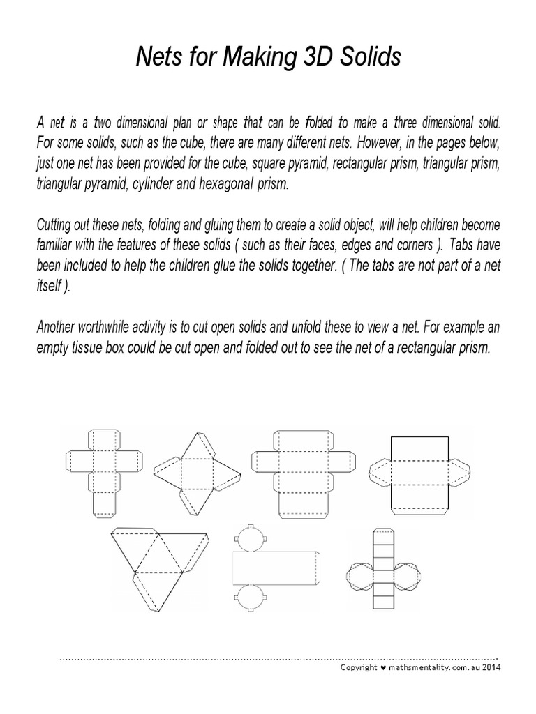 Nets For Making Solids U | PDF | Geometry | Convex Geometry