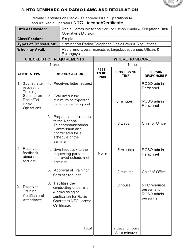 NTC Seminars On Radio Laws and Regulation | PDF | Radio