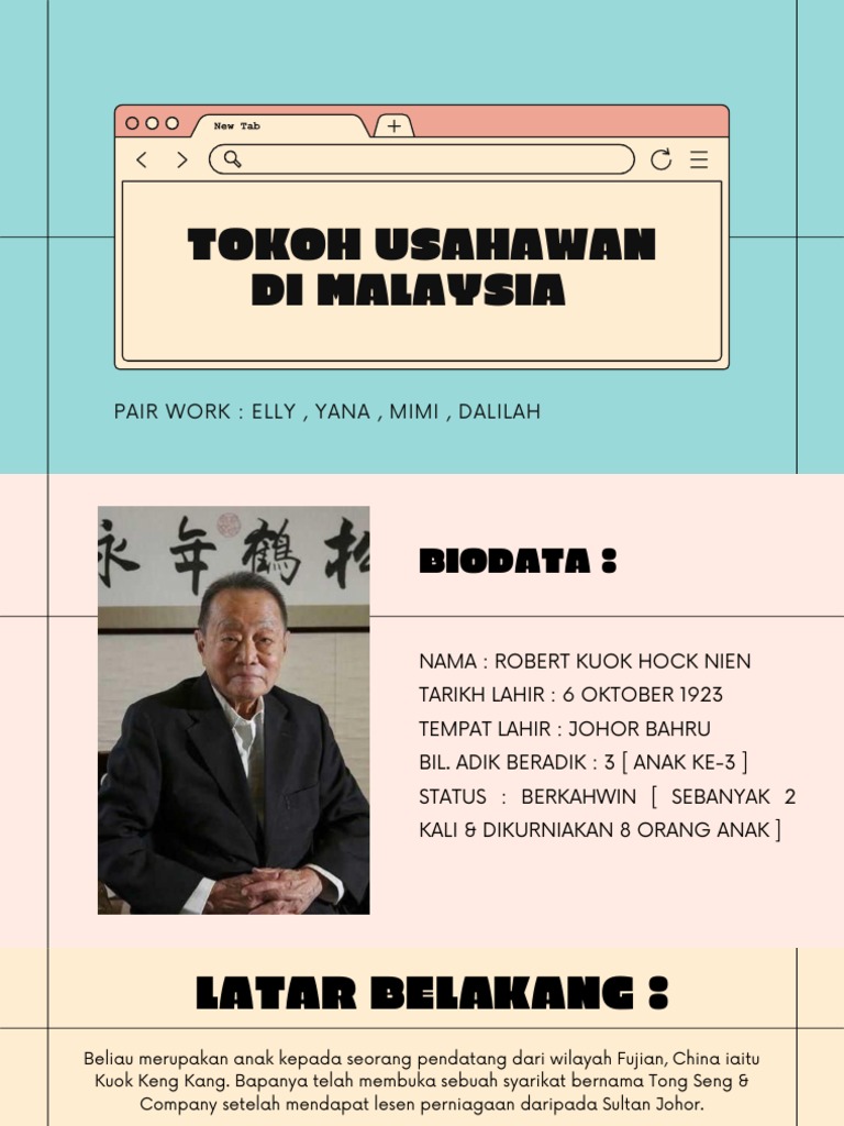 Tokoh Usahawan Di Malaysia: Pair Work: Elly, Yana, Mimi, Dalilah | PDF