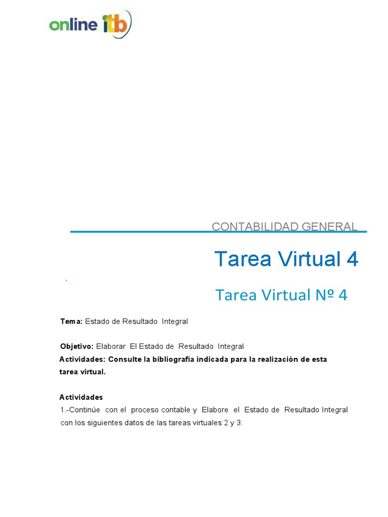 Tarea Virtual 4 Unidad 3 Contabilidad | PDF | Contabilidad | Bancos