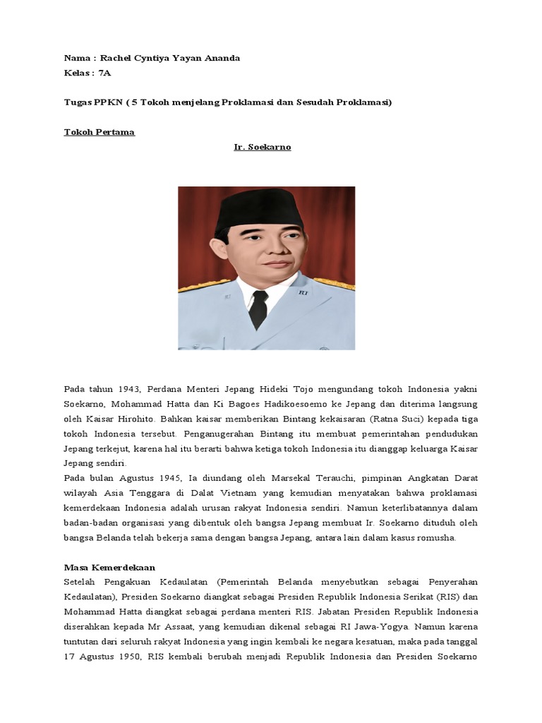 Tugas PPKN: Tokoh Proklamasi | PDF | Ilmu Sosial | Sejarah