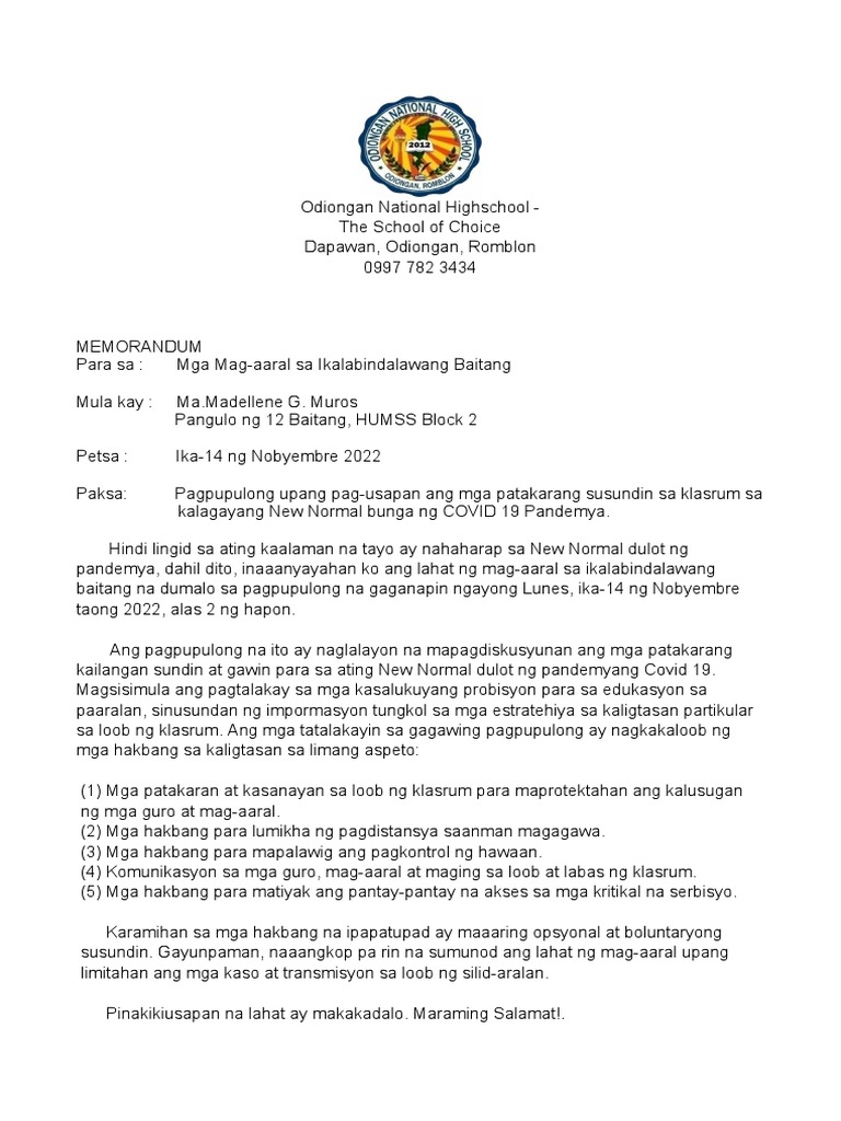 Memorandum Example | PDF