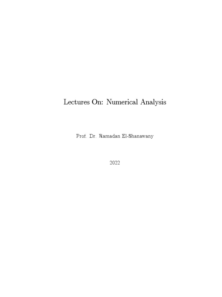 Lectures On Numerical Analysis Pdf Function Mathematics Interpolation