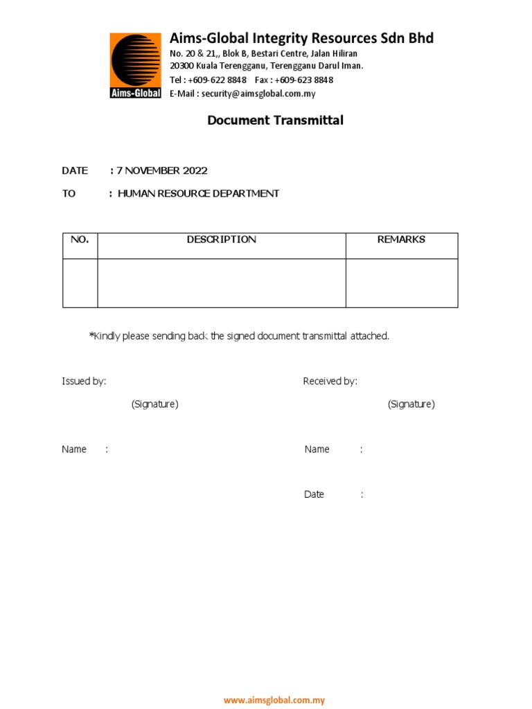 CTH Transmital Note | PDF