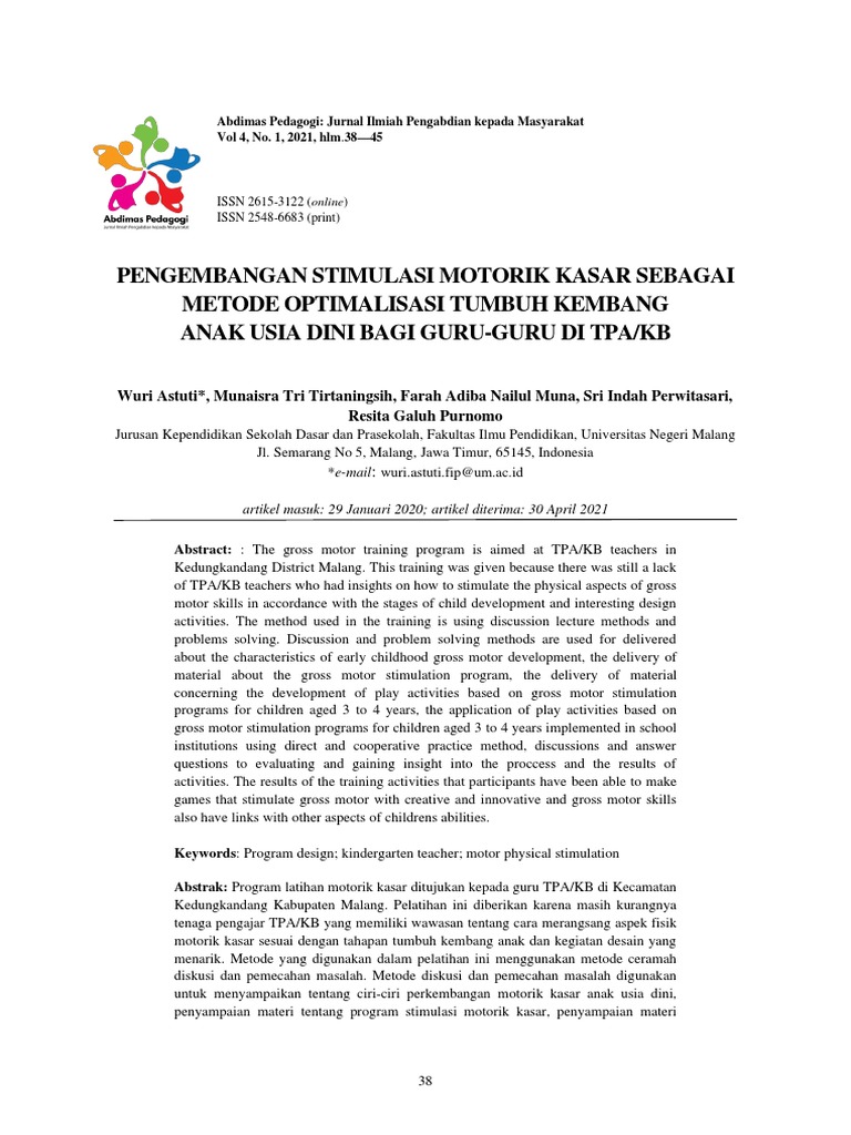 Pengembangan Stimulasi Motorik Kasar Sebagai Metode Optimalisasi Tumbuh ...