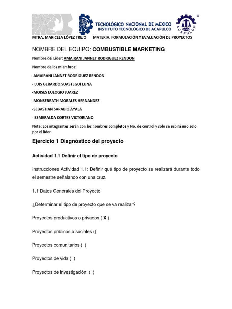 Ejercicio 1 Diagnostico Proyecto (2) (1) | PDF | Análisis FODA | Marketing